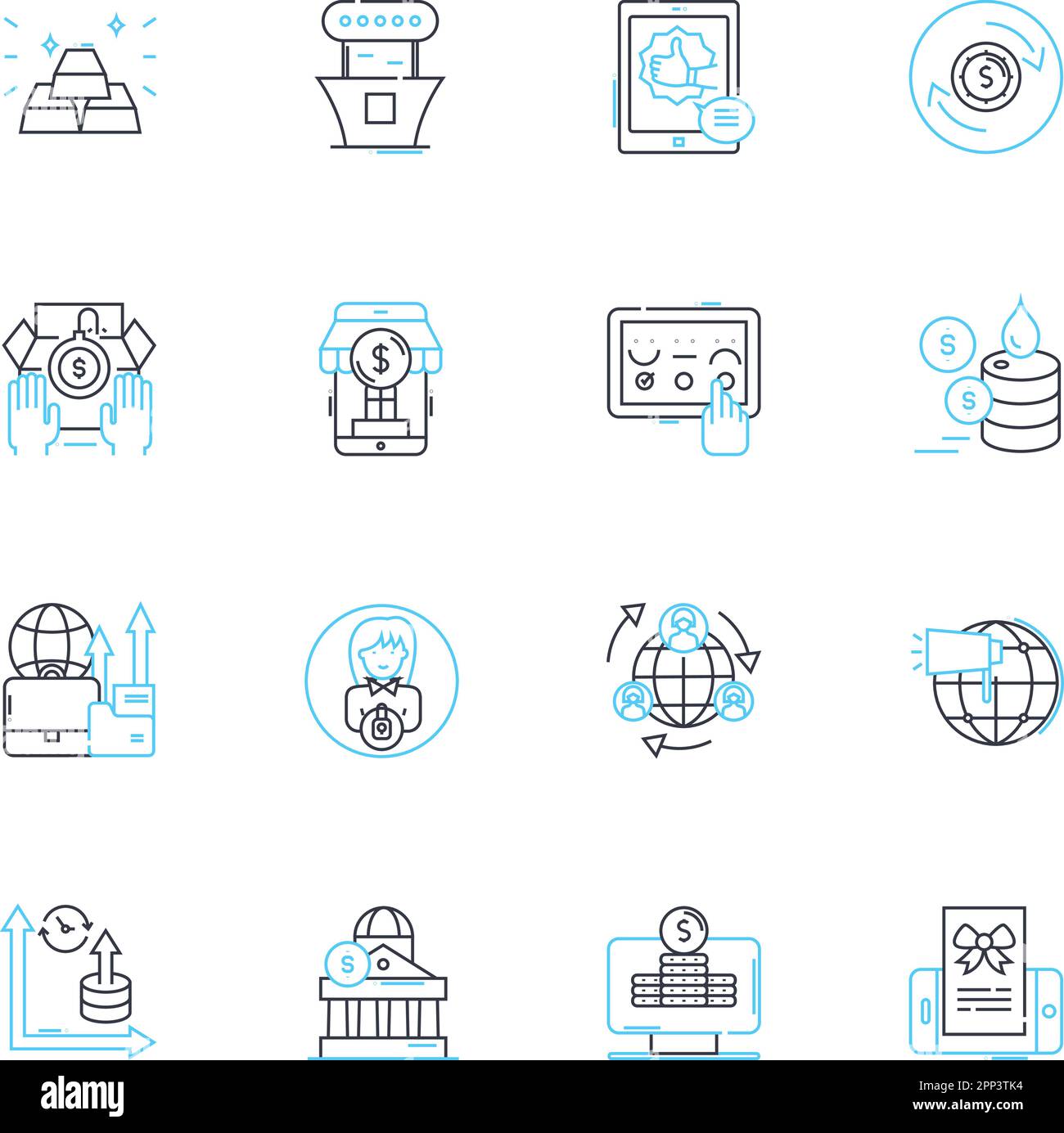 Marketing Strategy Linear Icons Set Segmentation Branding Advertising Positioning Targeting