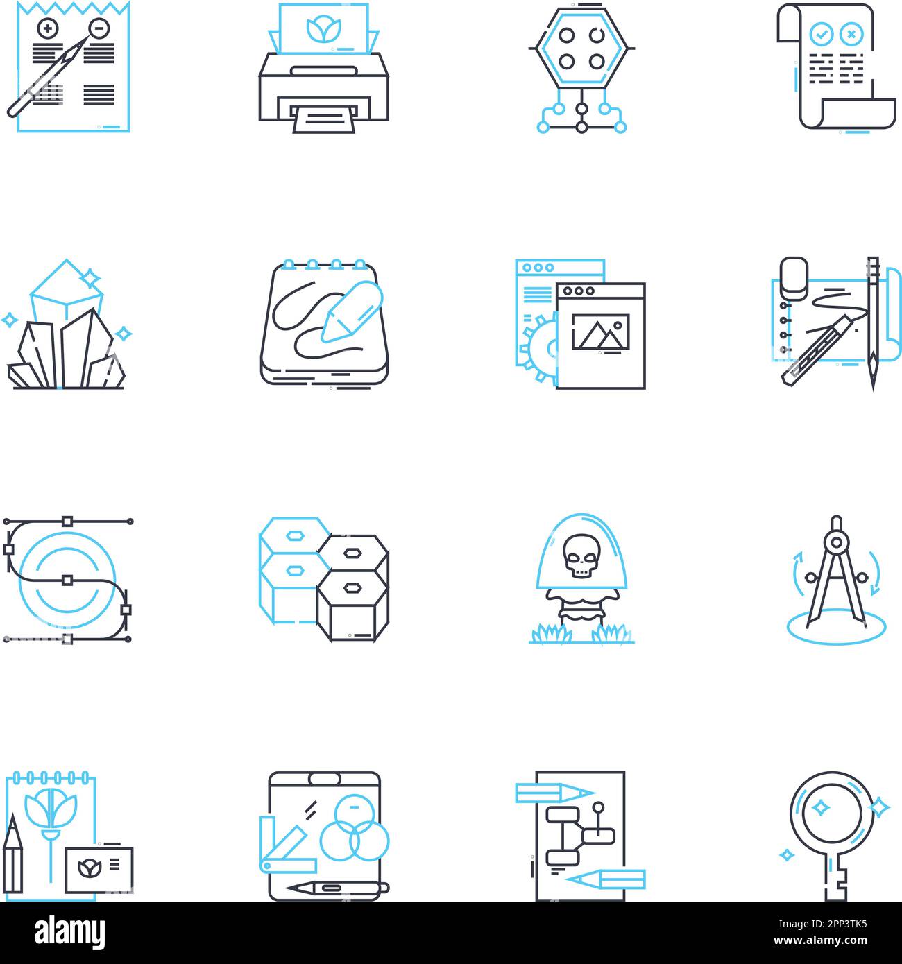 Geometric solids linear icons set. Cube, Sphere, Pyramid, C, Cylinder ...