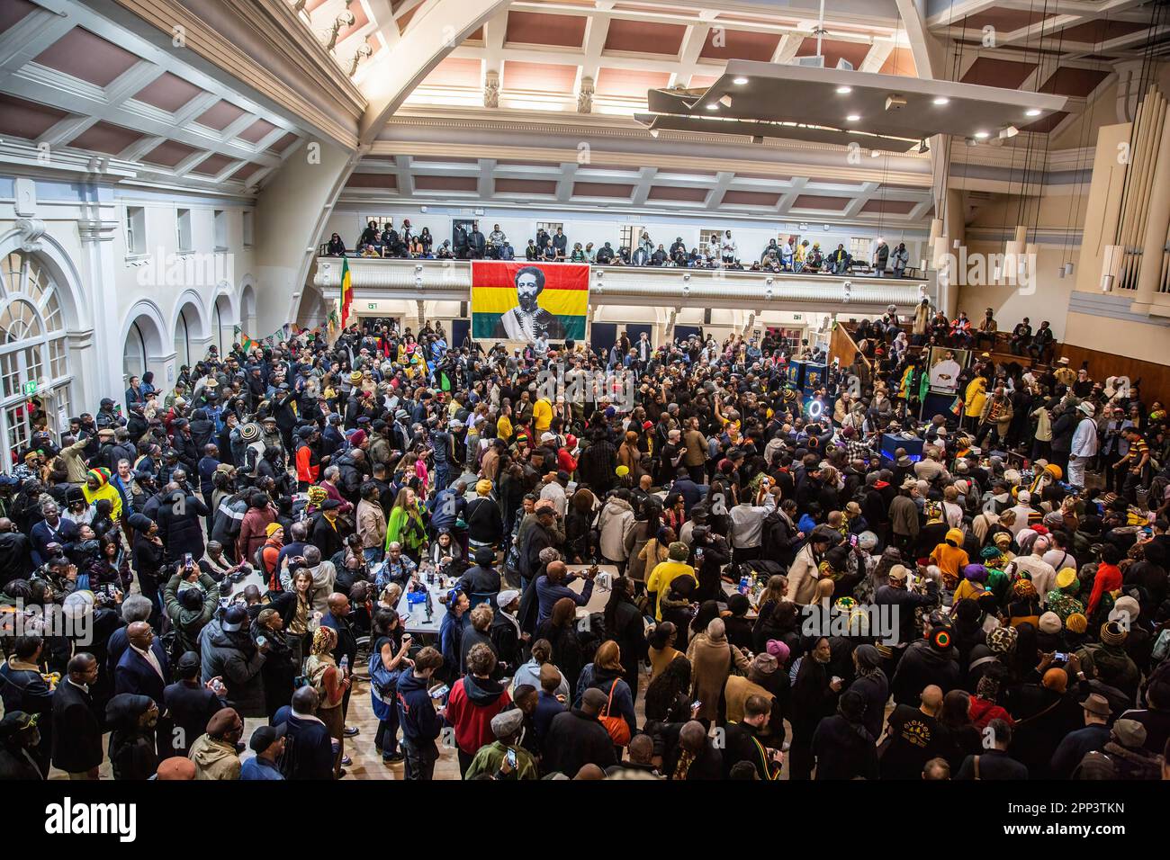 London, UK. 21st Apr, 2023. A crowd of people gathers at Jah Shaka's ...