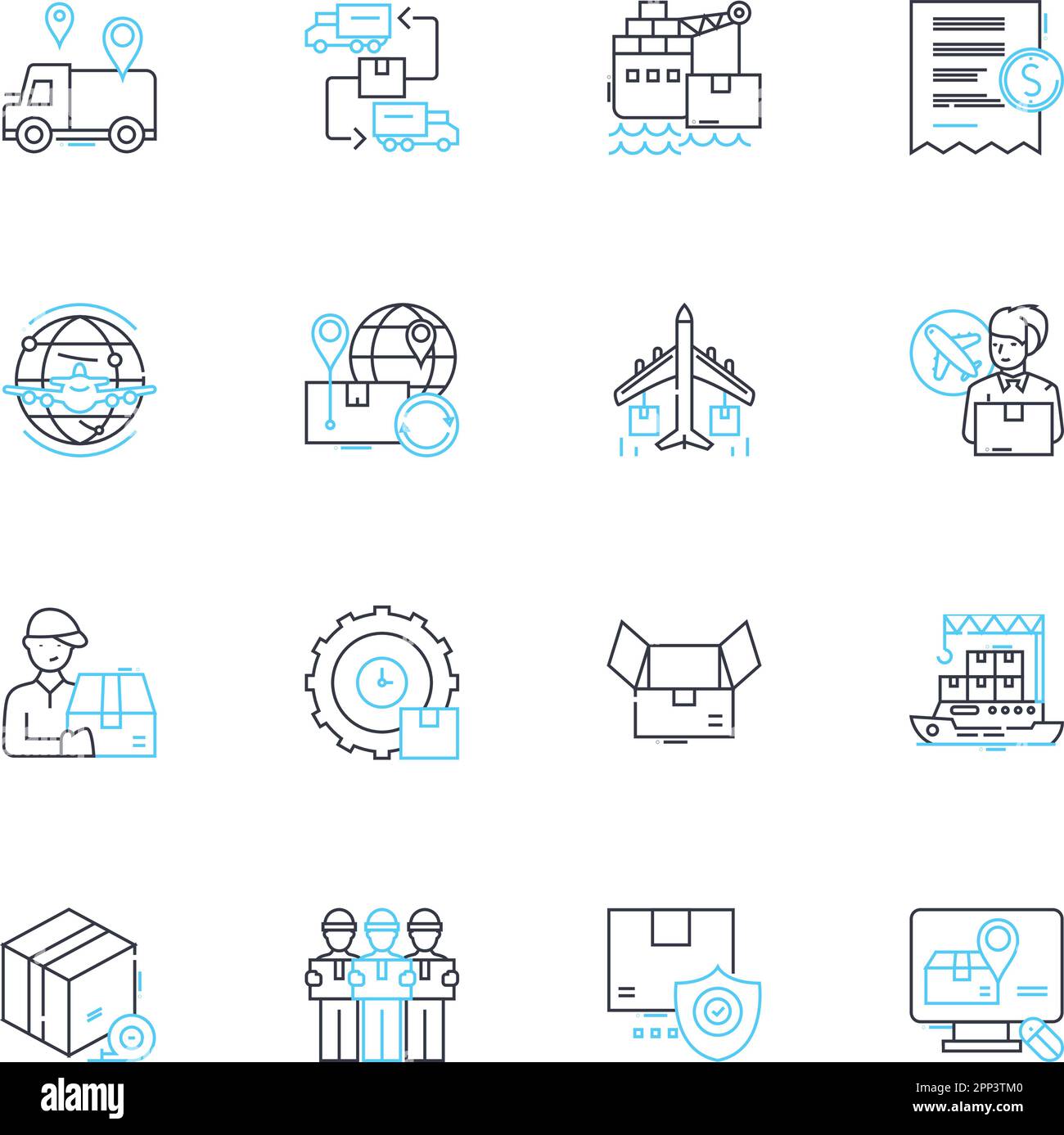 Logistics management linear icons set. Supply-chain, Warehousing ... Logistics management linear icons set. Supply-chain, Warehousing ...