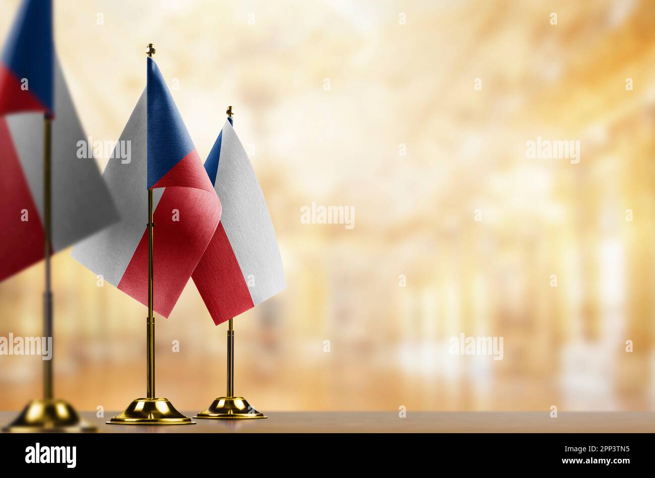Small flags of the Czechia on an abstract blurry background Stock Photo ...