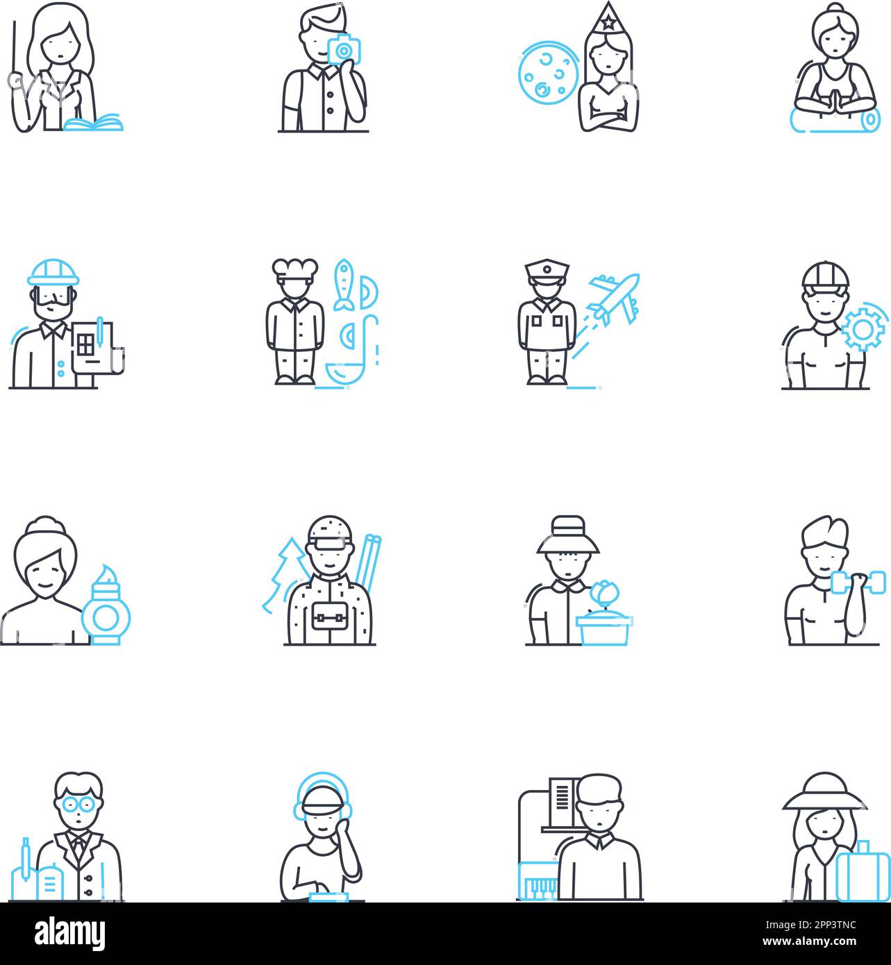 Career choices linear icons set. Vocation, Ambition, Occupation ...