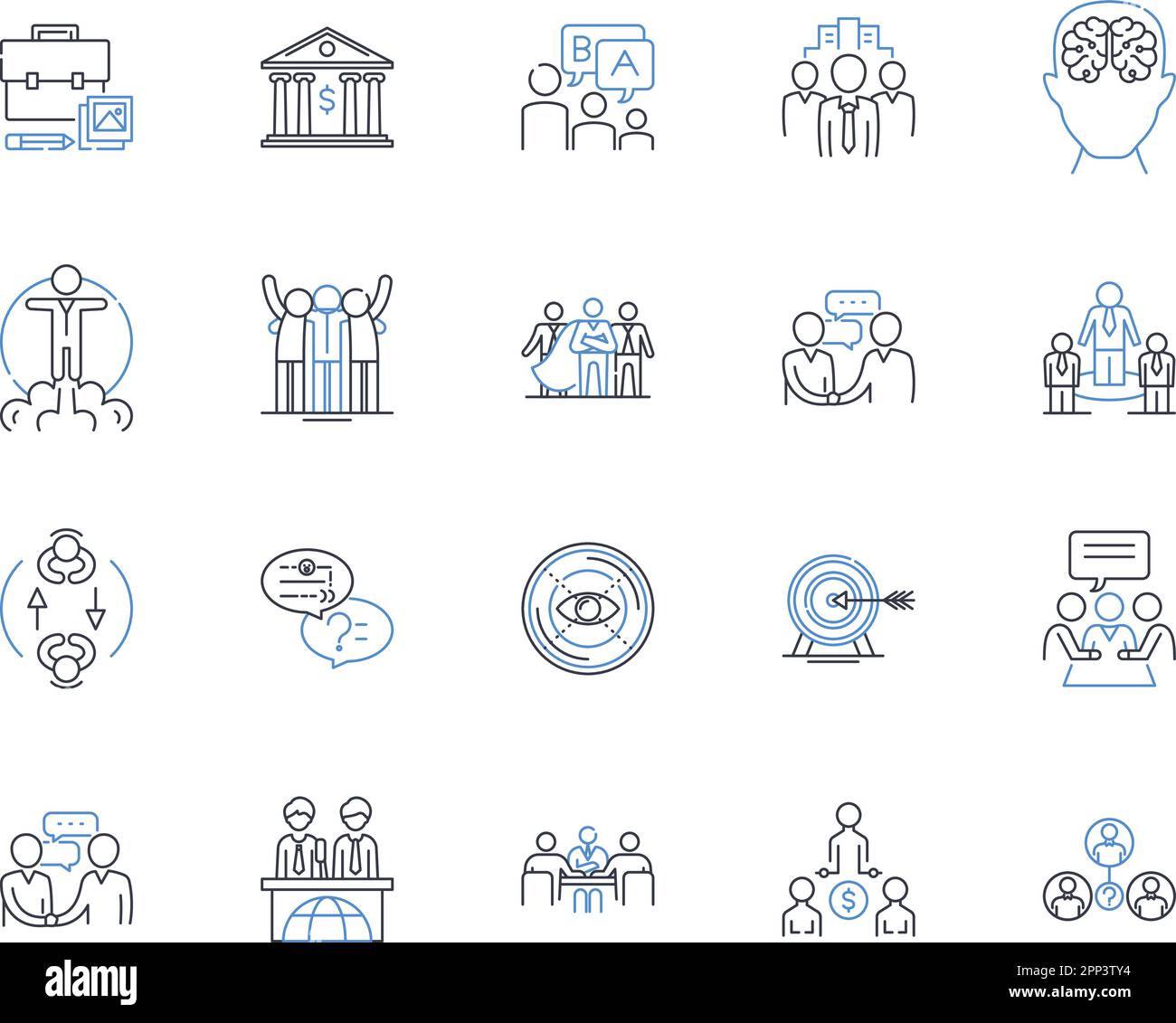 Strategic Collaboration line icons collection. Synergy, Cohesion ...