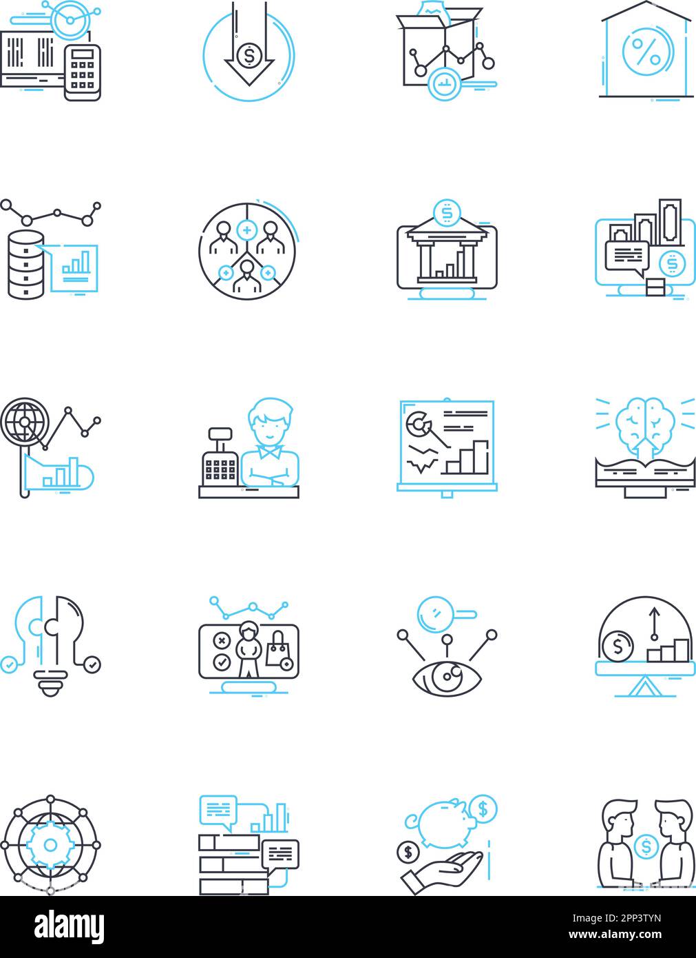 Economic Appraisal Linear Icons Set Analysis Valuation Assessment Evaluation Calculation