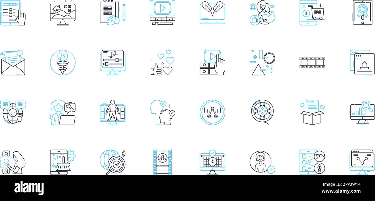 Modern methods linear icons set. Automation, Digitalization, Innovation, Optimization ...