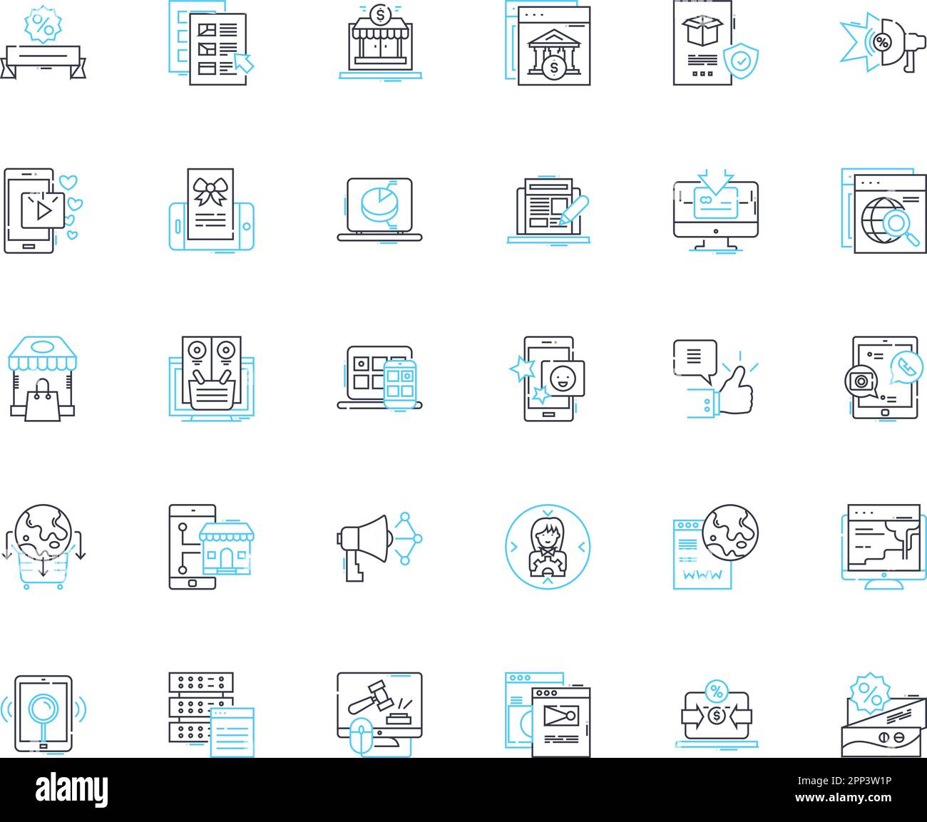 Shop online linear icons set. Convenience, Accessibility, Diversity ...