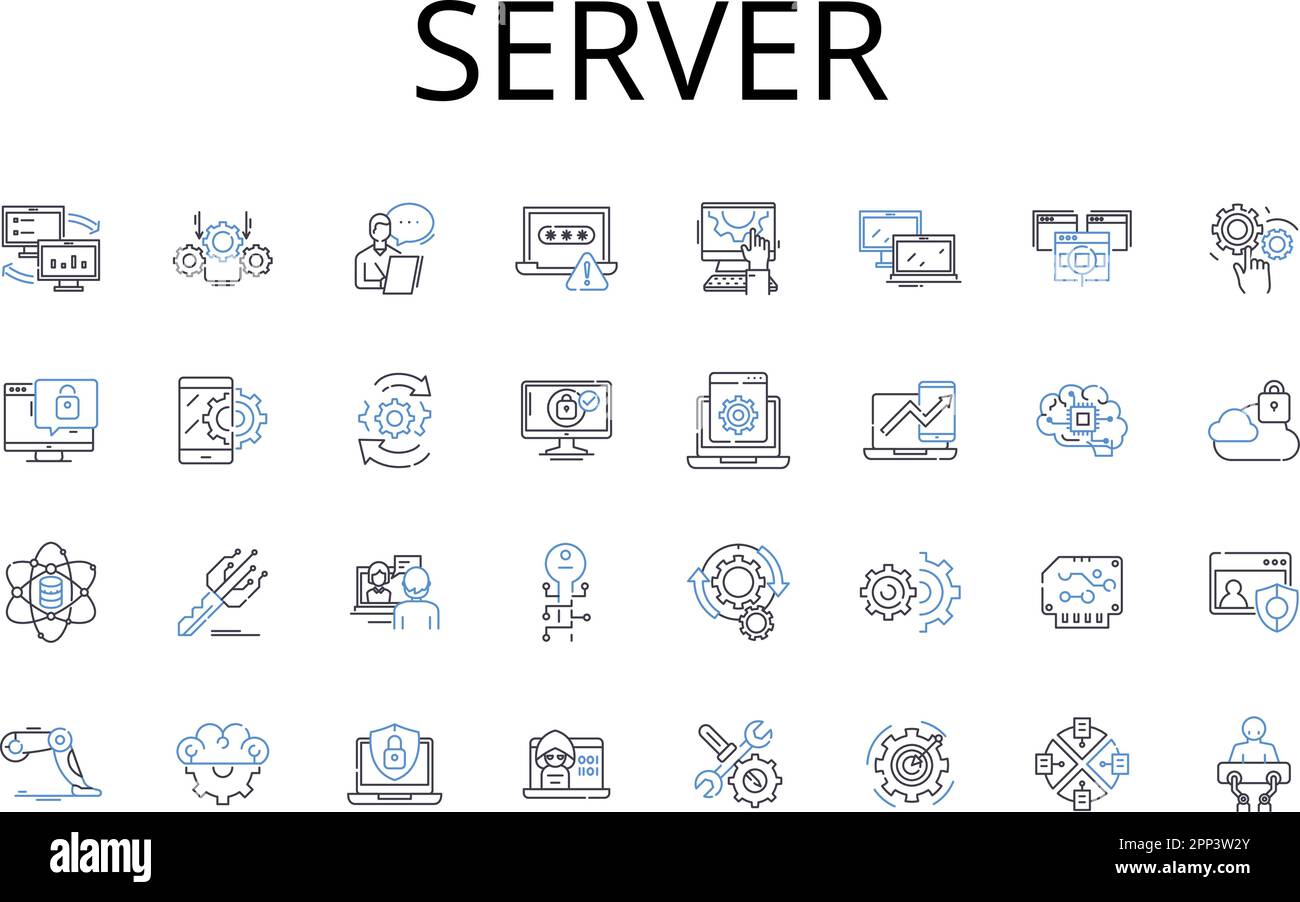 Server Line Icons Collection Host Node Machine Platform Computer System Nerk Vector And