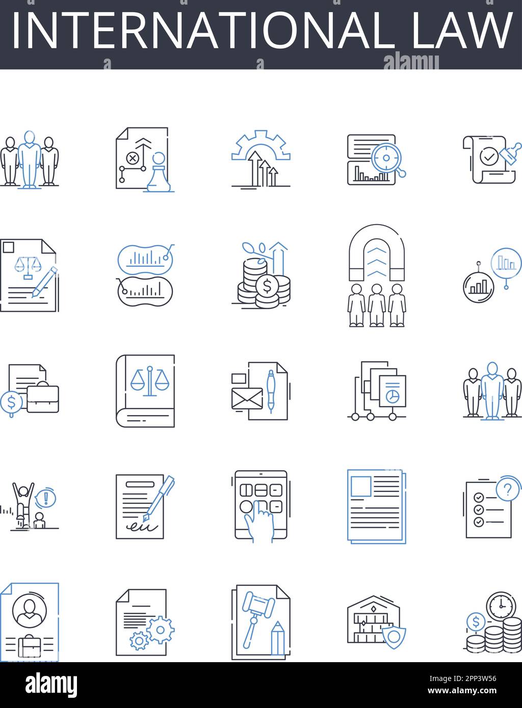International law line icons collection. Innovation, Diversity ...