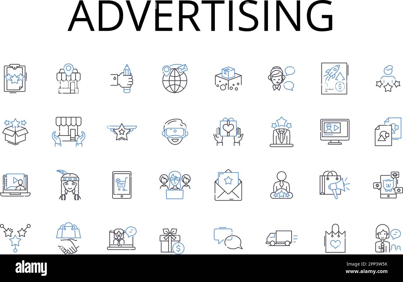 Advertising line icons collection. Promotion, Marketing, Communication ...