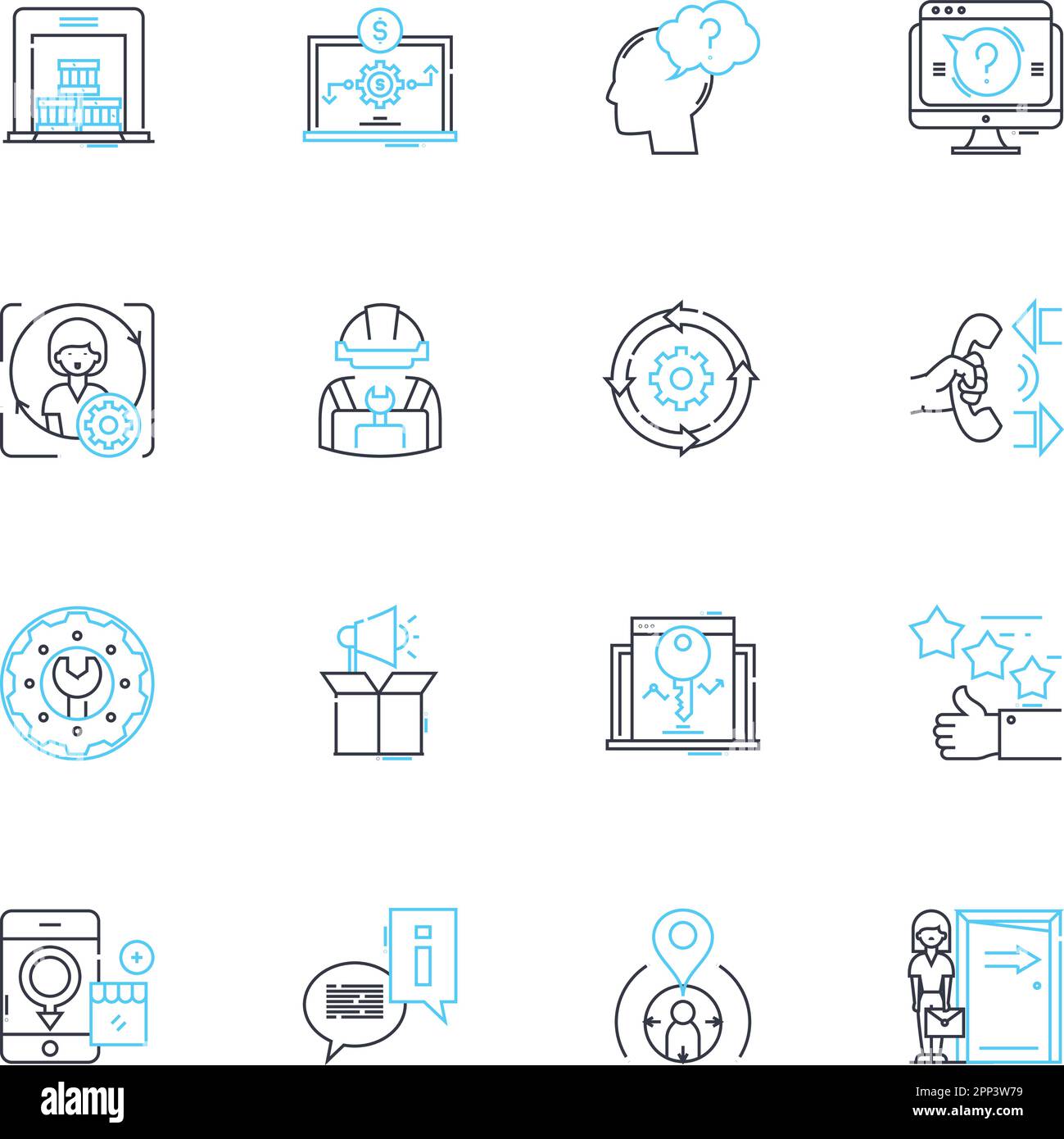 Member Support Linear Icons Set Assistance Support Help Advice