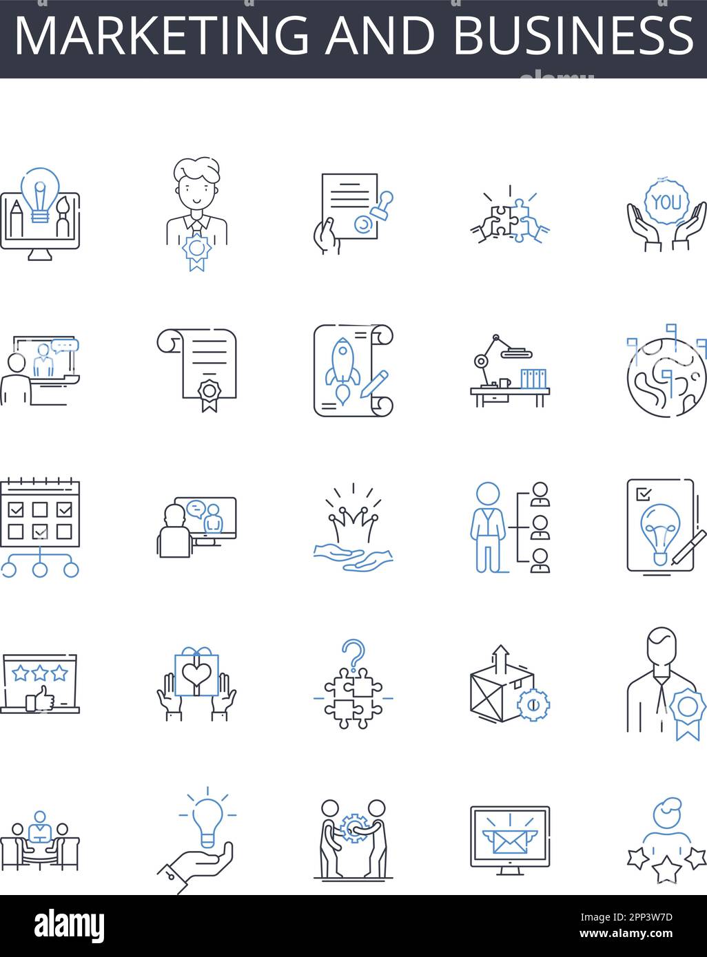 Marketing and business line icons collection. Advertising, Promotion ...
