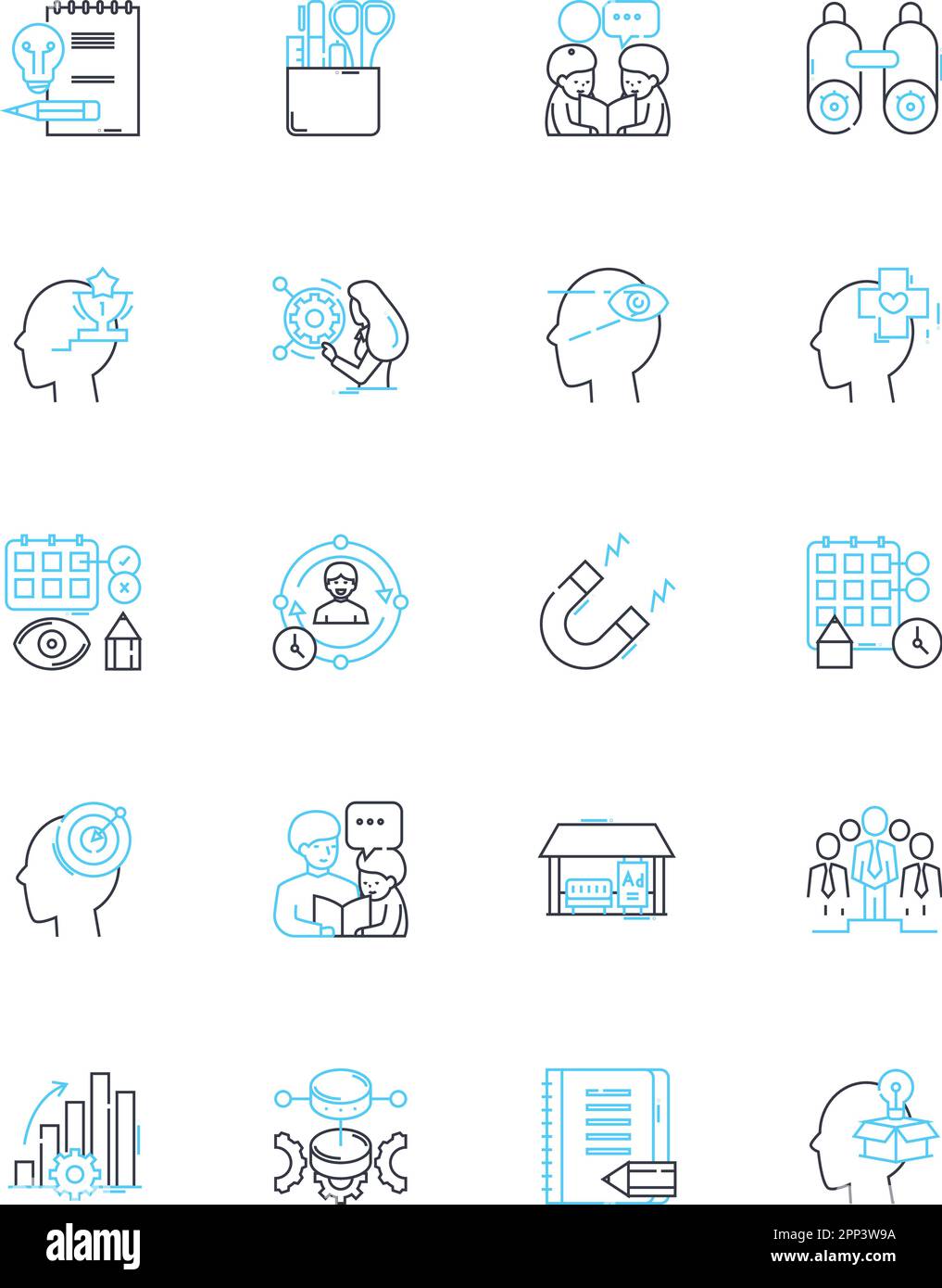 Novel landscapes linear icons set. Surreal, Fantastical, Enchanting ...