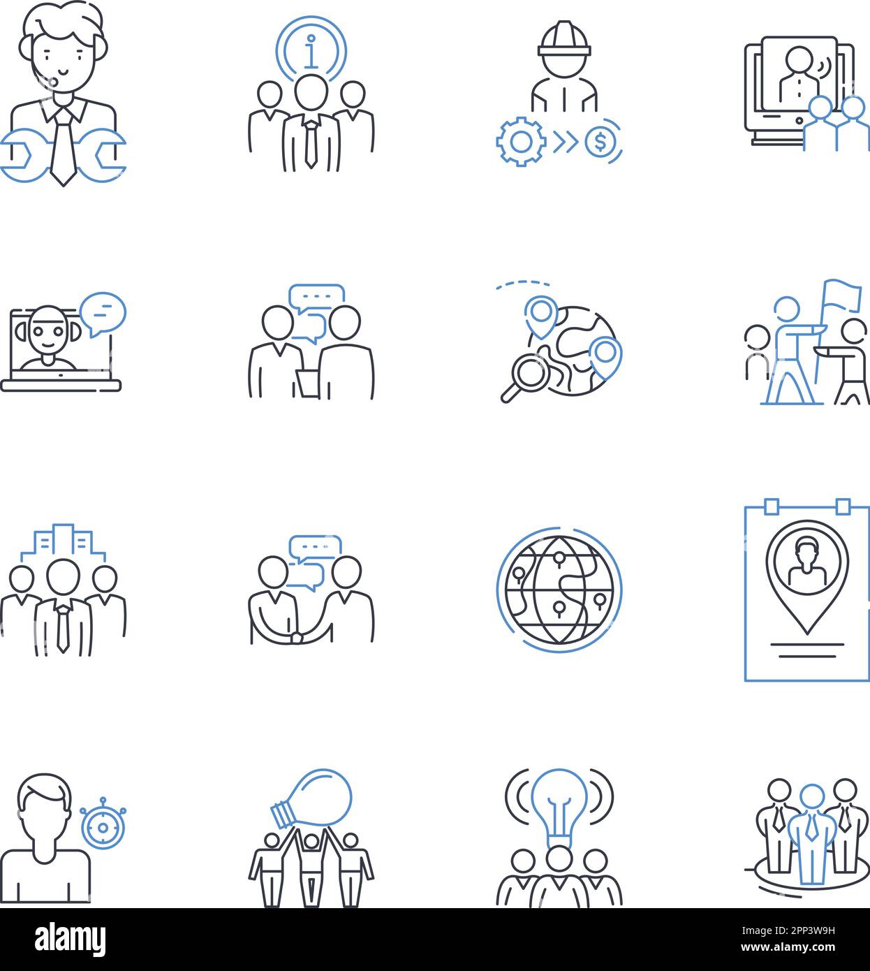 Joint venture line icons collection. ollaboration, partnership, synergy ...