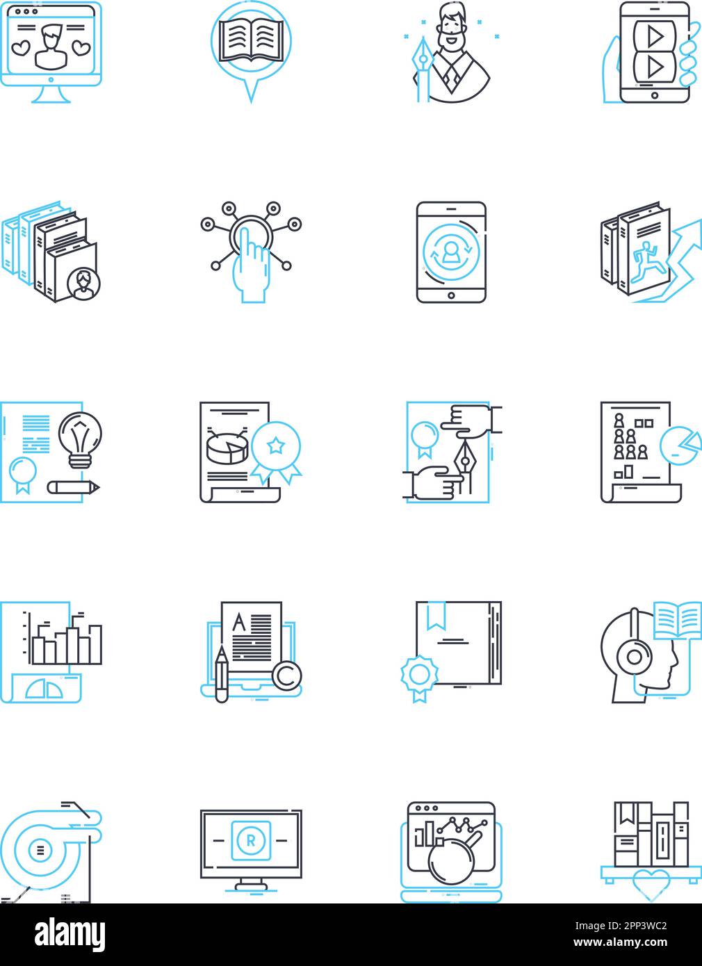 Advertising linear icons set. Marketing, Campaign, Branding, Promotion ...