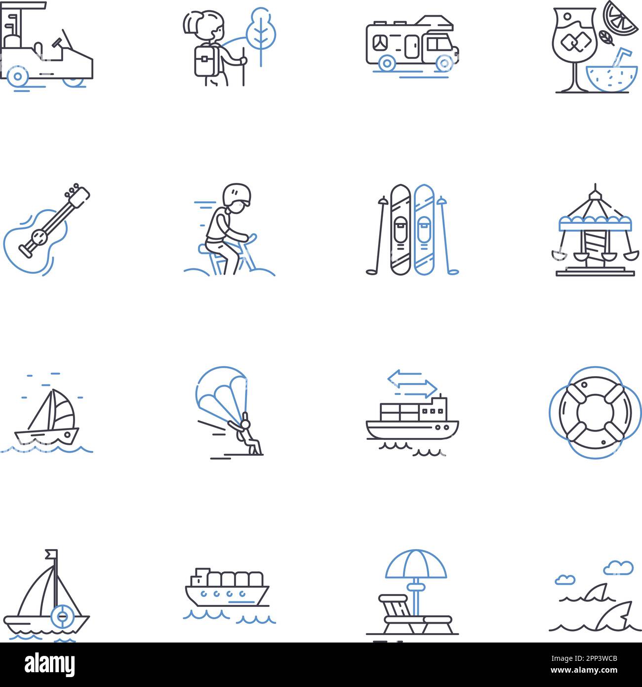Road trip line icons collection. Adventure, Route, Excitement, Journey ...