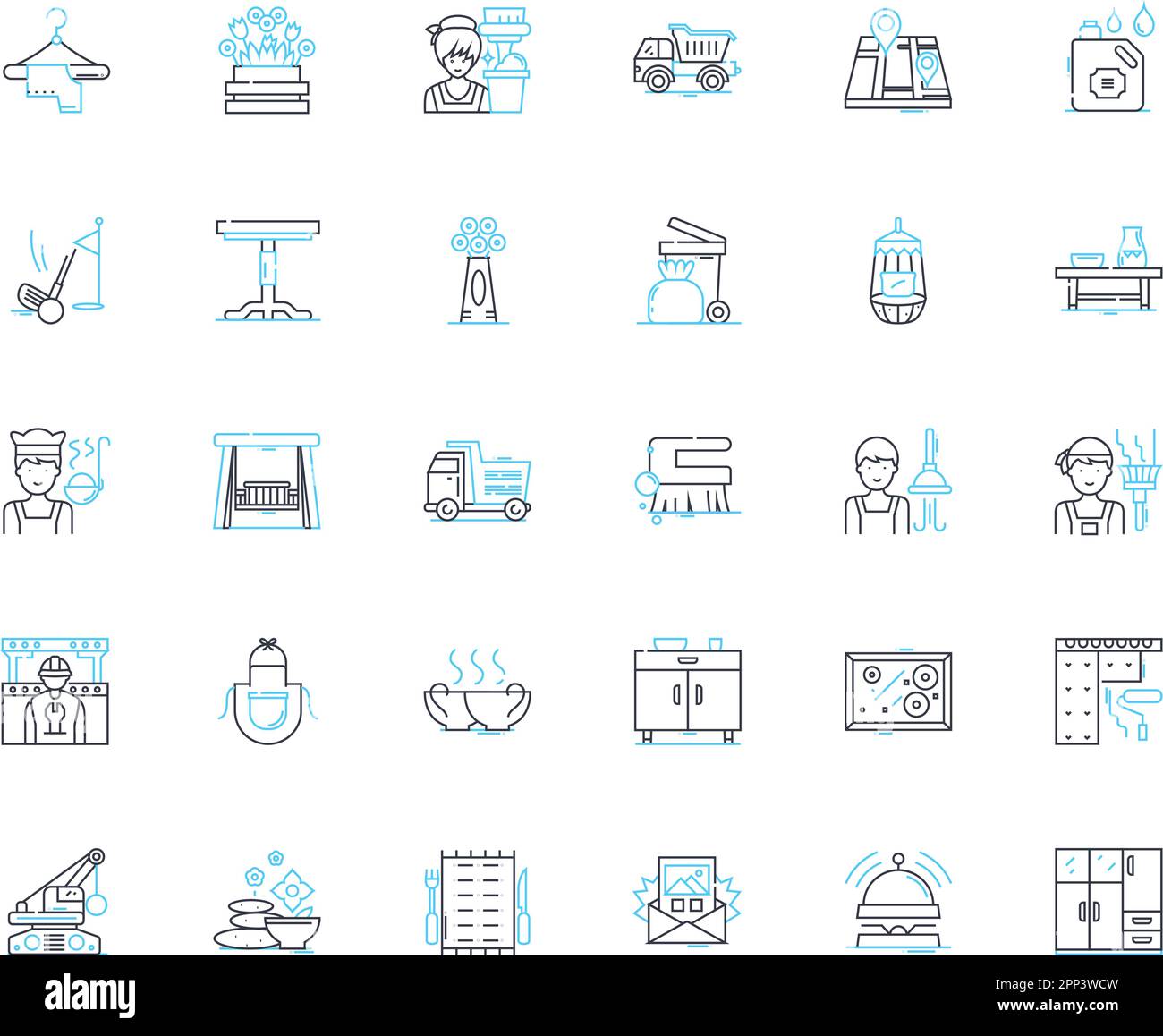 Guest services linear icons set. Hospitality, Accommodations, Requests ...