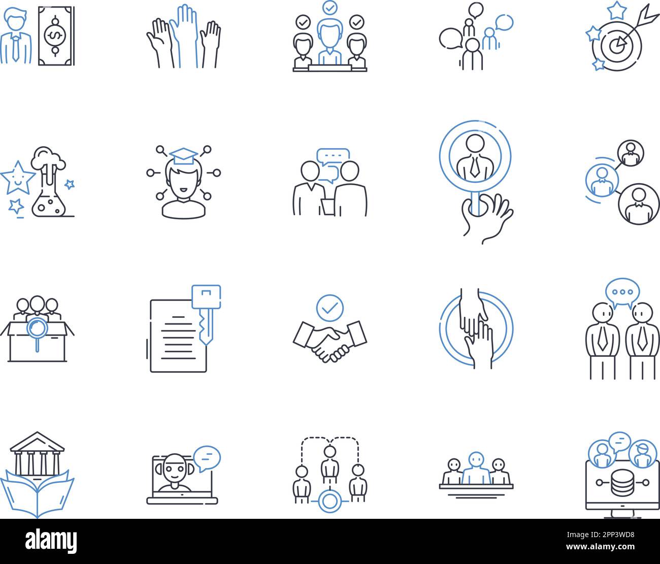 Management Consulting Line Icons Collection Strategy Optimization