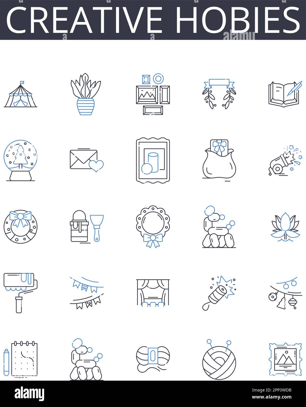 Creative hobies line icons collection. Bold ventures, Daring passions ...