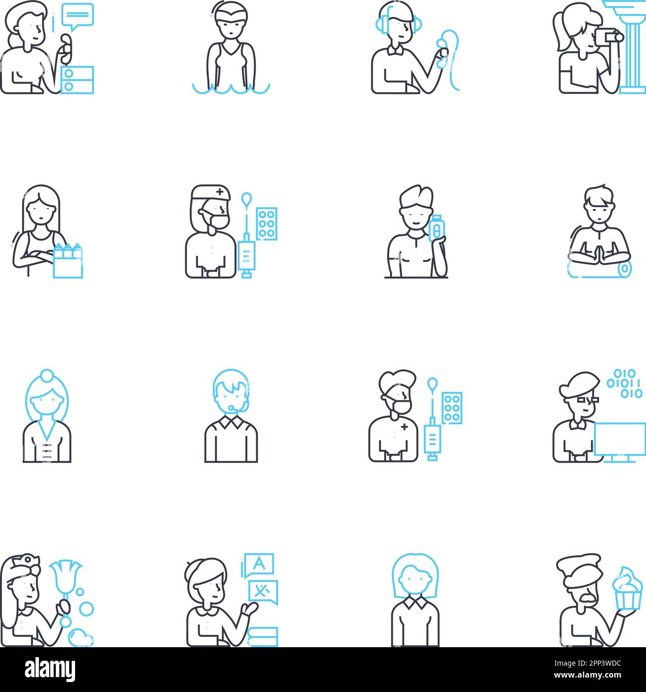 Persona linear icons set. Identity, Archetype, Image, Character ...