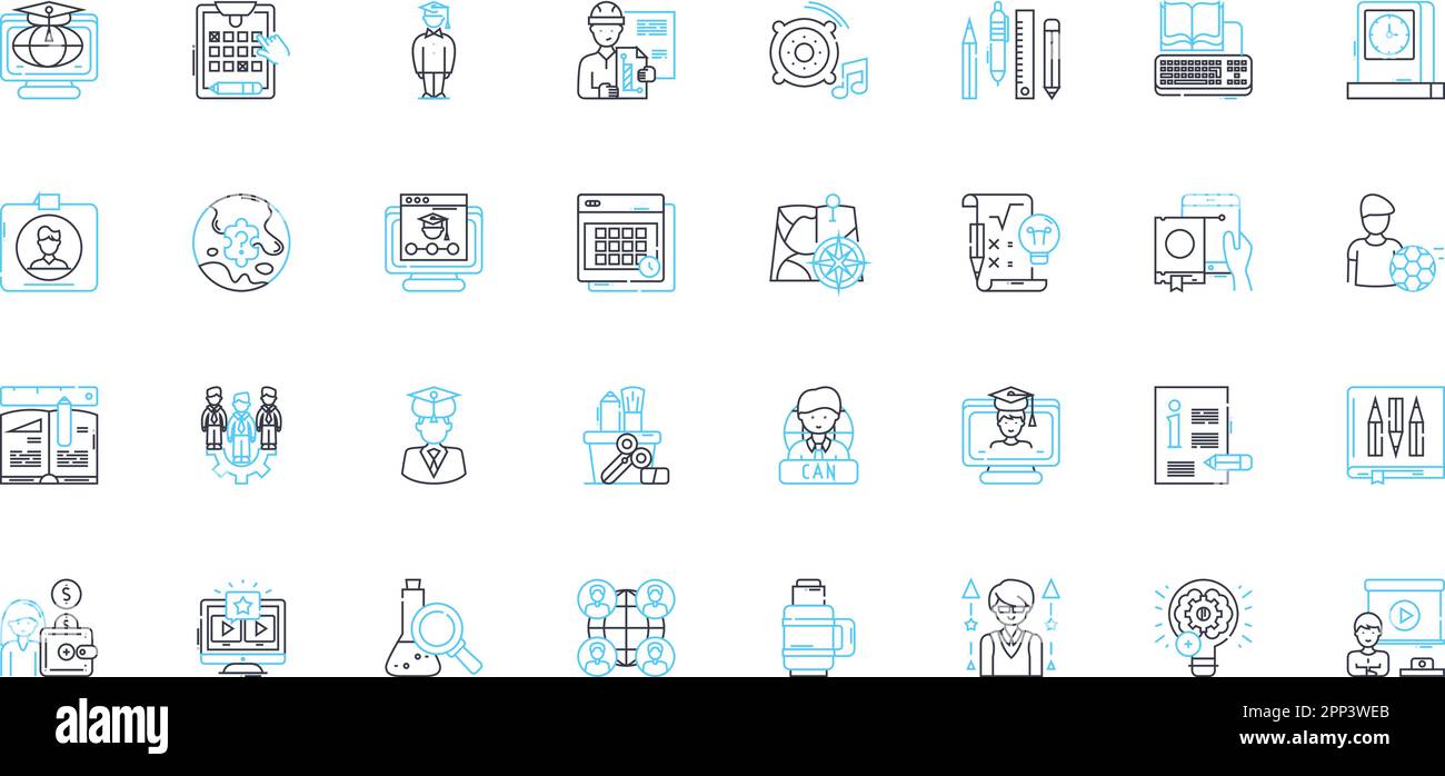 Tertiary degree linear icons set. Achievement, Ambition, Aspiration ...