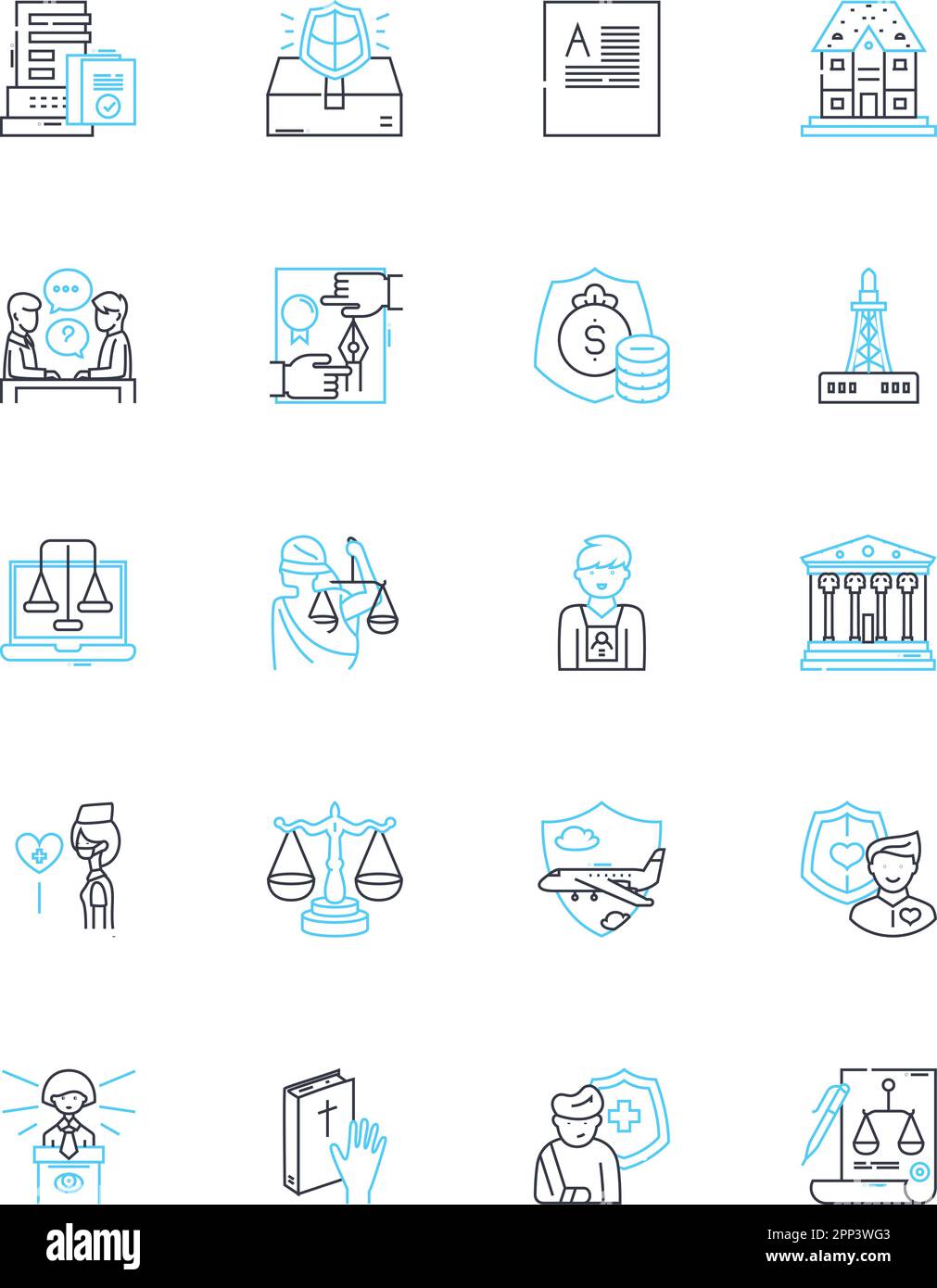 Coverage Linear Icons Set Protection Security Insurance Shield
