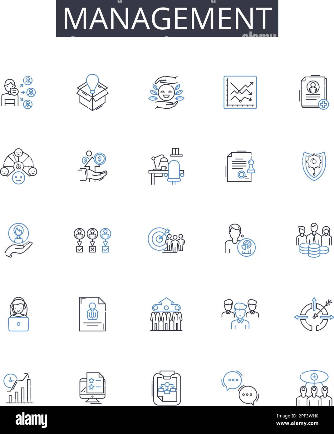 Management Line Icons Collection Administration Control Supervision