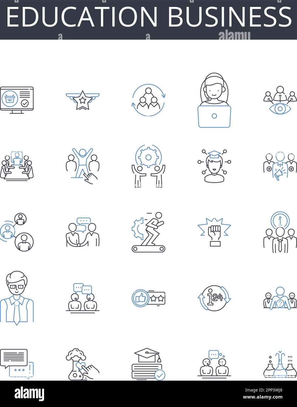 Education business line icons collection. Meditation, Yoga, Mindfulness ...
