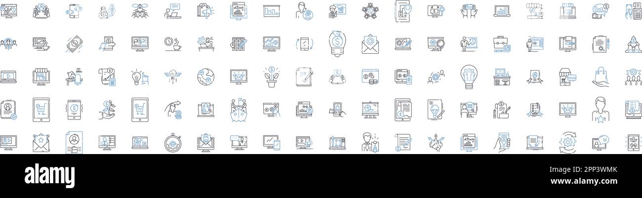 Business leadership line icons collection. Visionary, Innovative ...