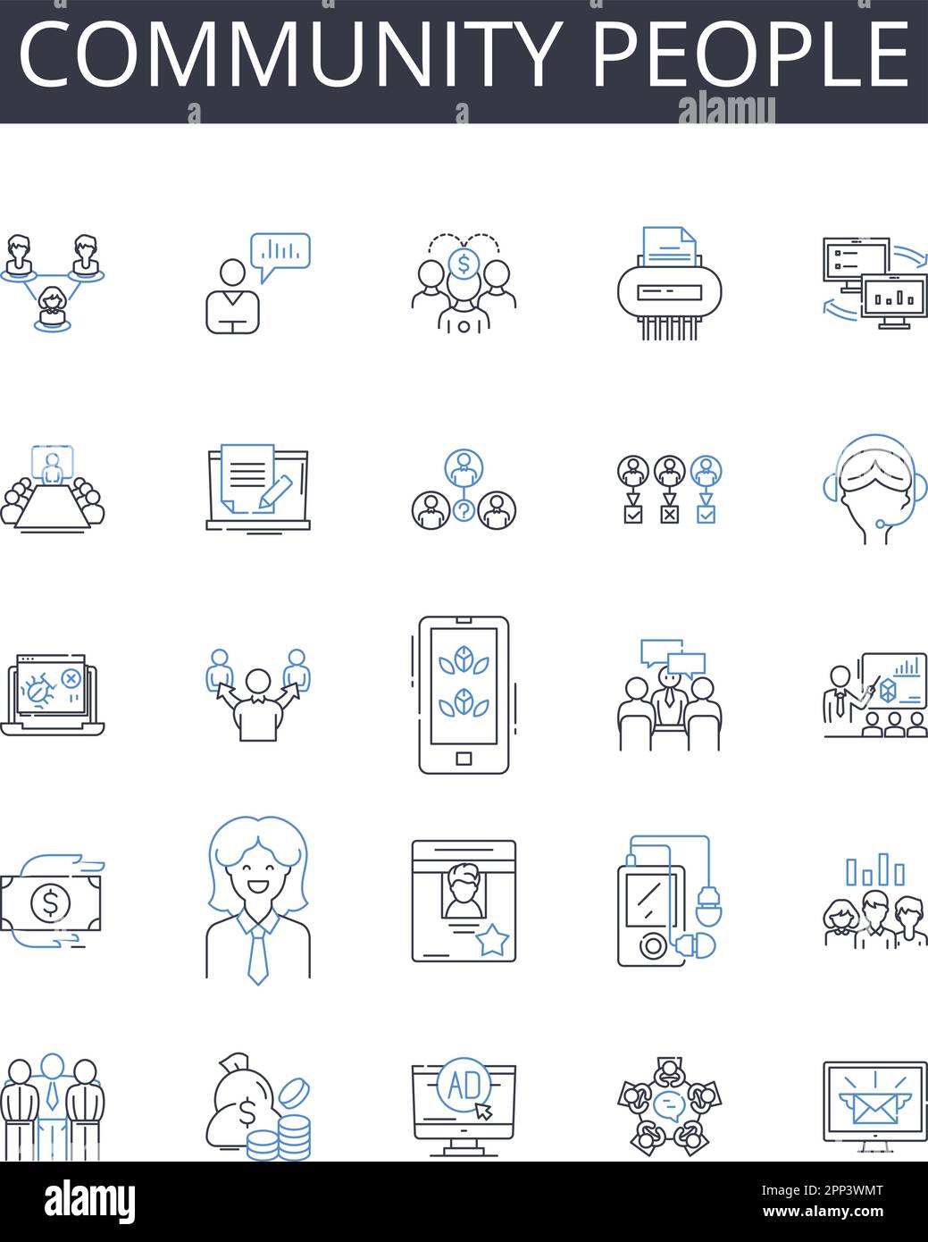 Community people line icons collection. Advocacy, Counsel, Litigation ...