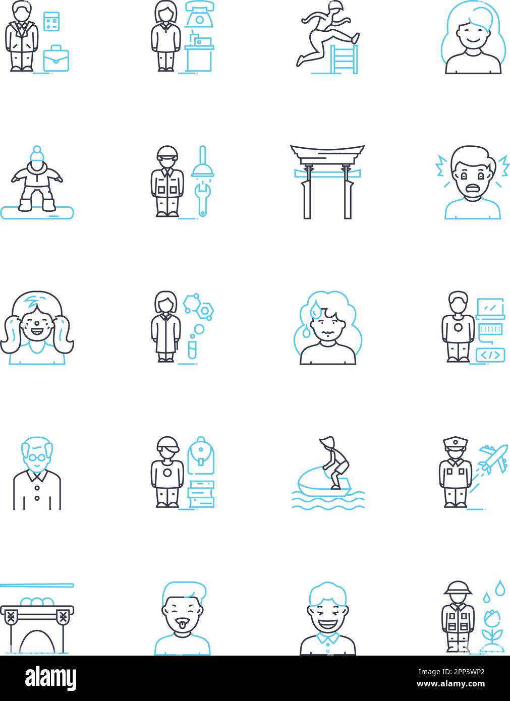 Executive coaching linear icons set. Leadership, Growth, Development ...