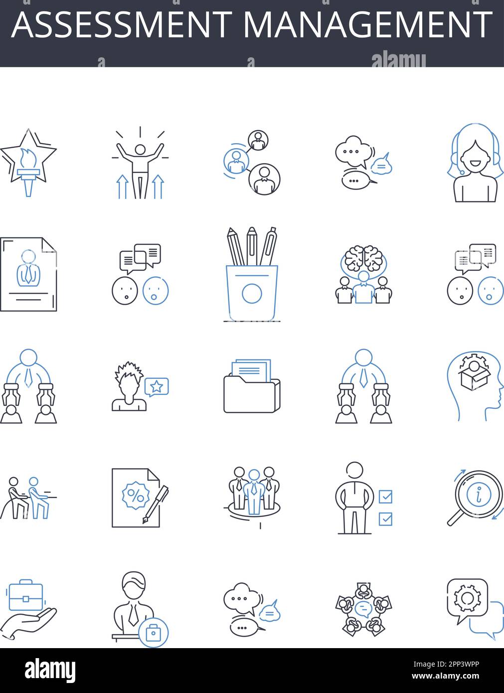 Assessment Management Line Icons Collection Risk Control Budget