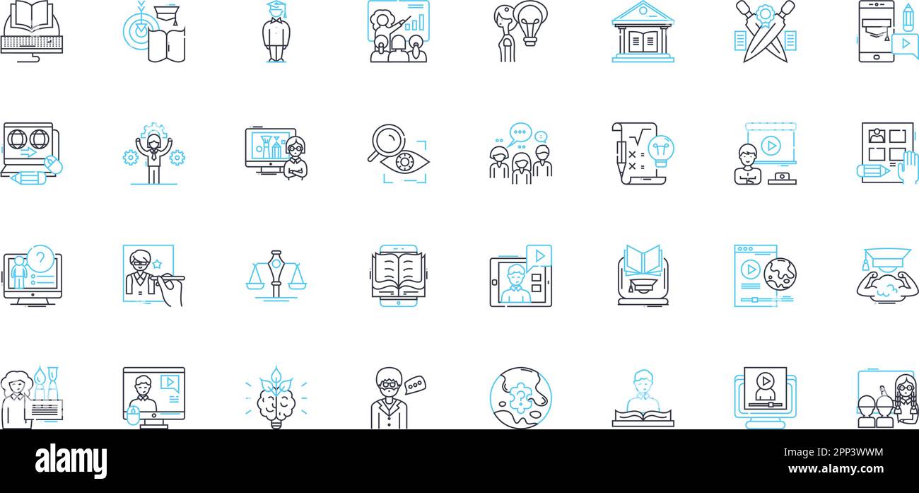 Knowledge acquisition linear icons set. Learning, Cognition, Education ...