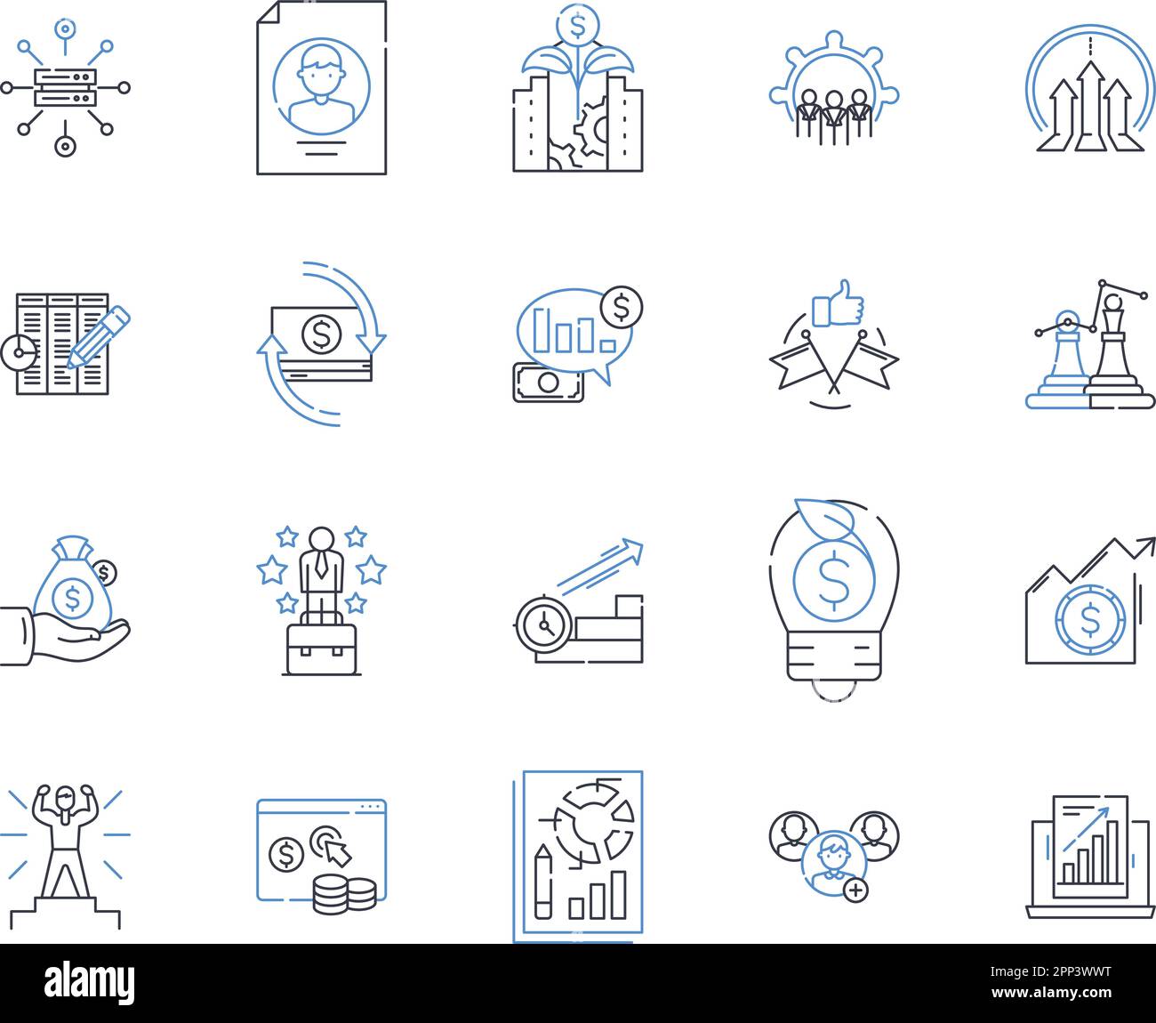 Efficiency Rating Line Icons Collection Performance Productivity Optimization Effectiveness