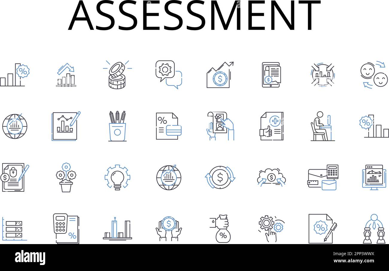 Assessment Line Icons Collection Appraisal Evaluation Analysis Estimate Judgment Review