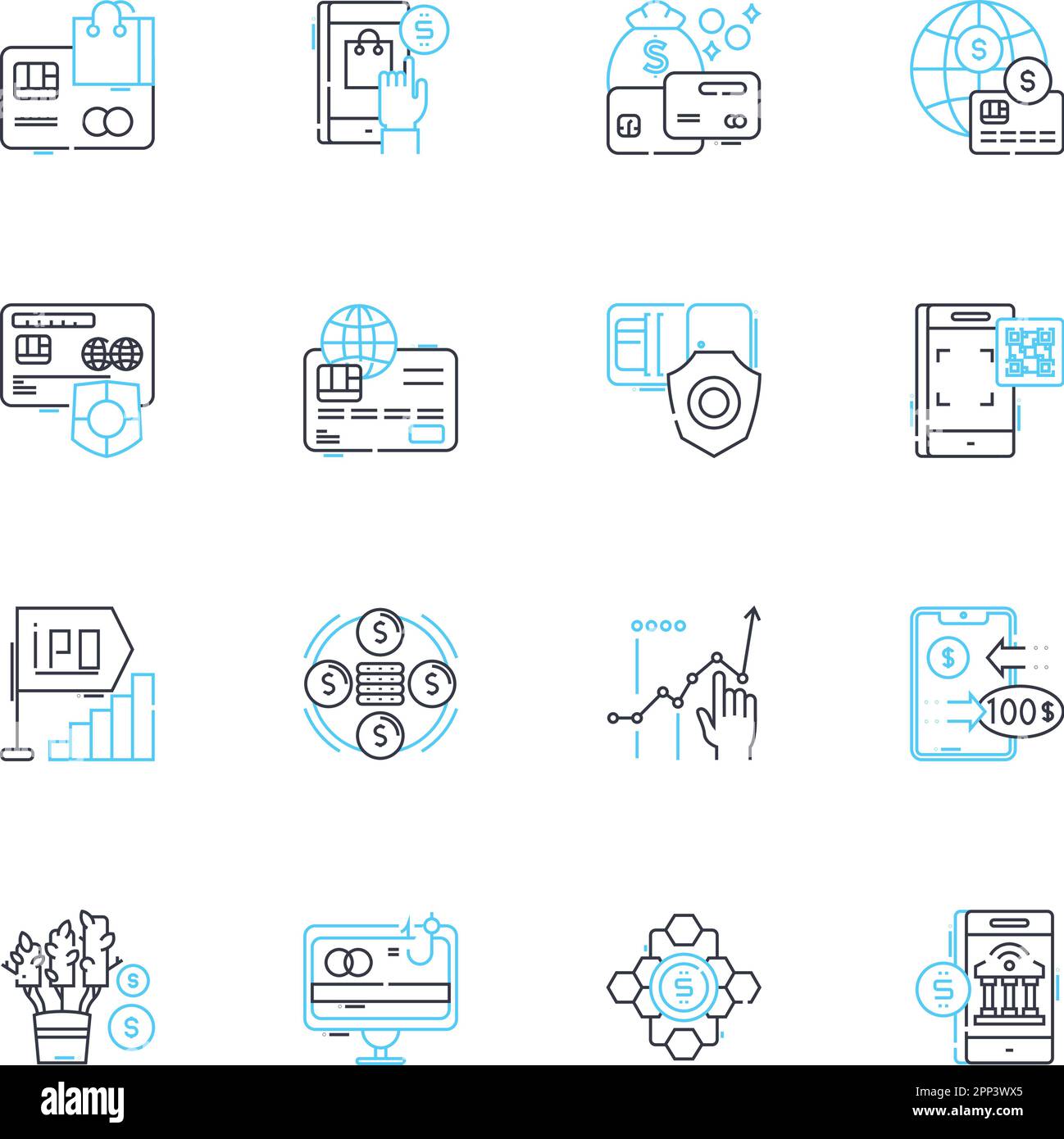 Cash responsibility linear icons set. Accountability, Transparency ...