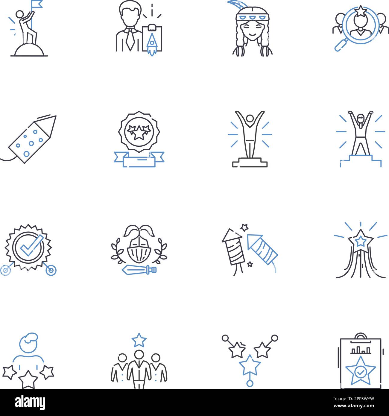 Impressive feat line icons collection. Accomplishment, Achievement ...