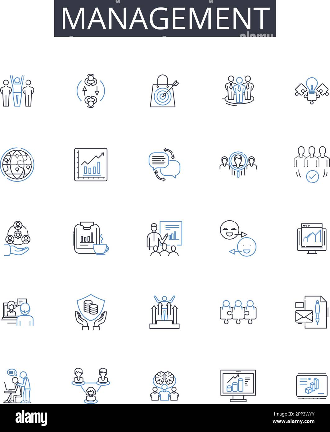 Management Line Icons Collection Administration Control Supervision