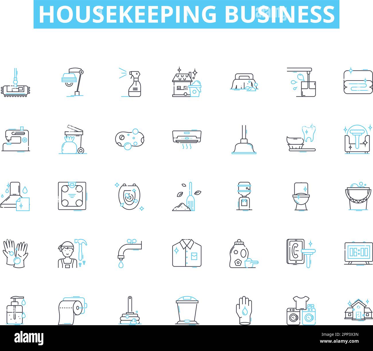 Housekeeping business linear icons set. Cleanliness, Sanitation ...