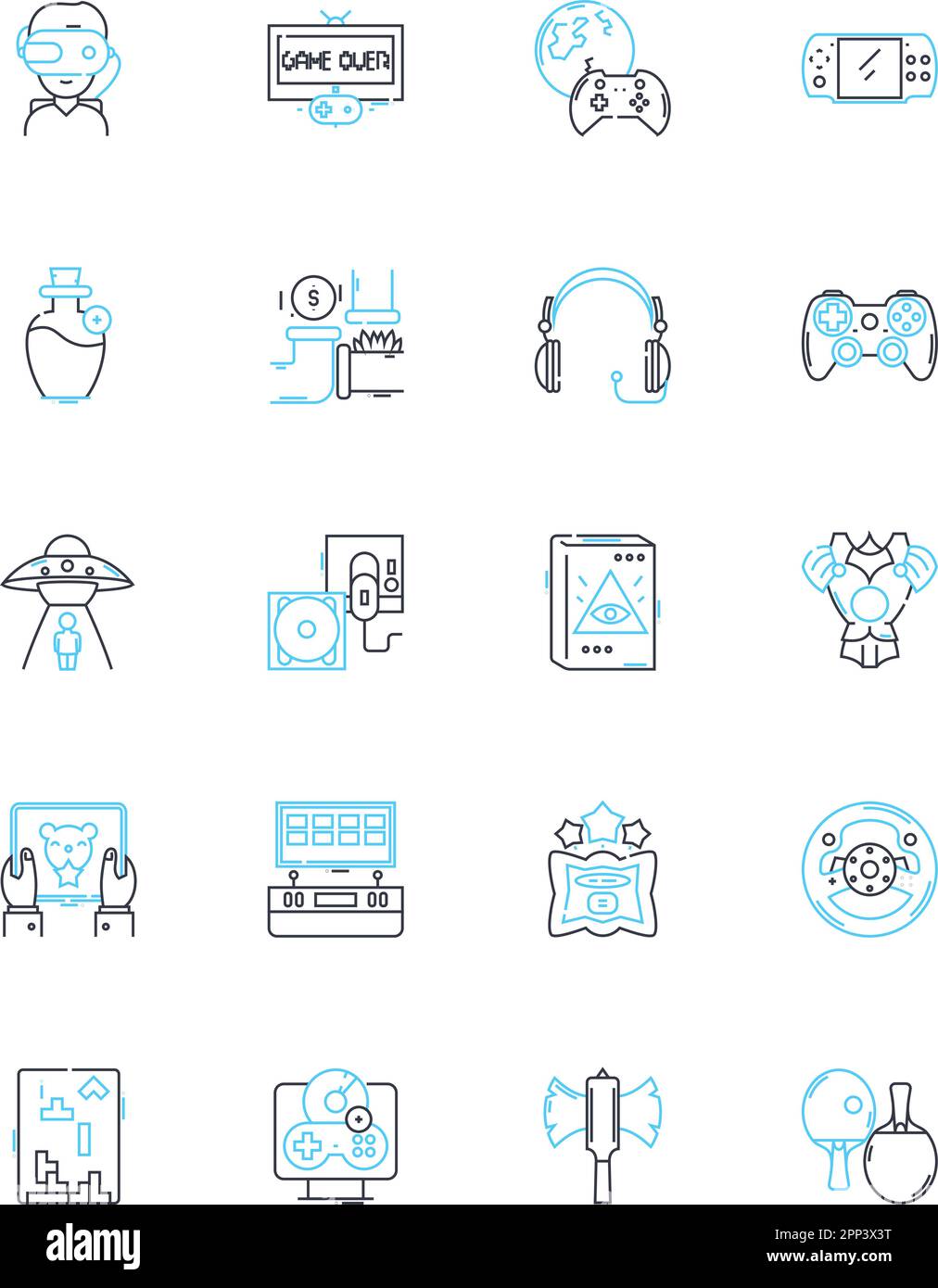 Pastime linear icons set. Hobby, Leisure, Recreation, Fun, Activity, Entertainment, Amusement ...