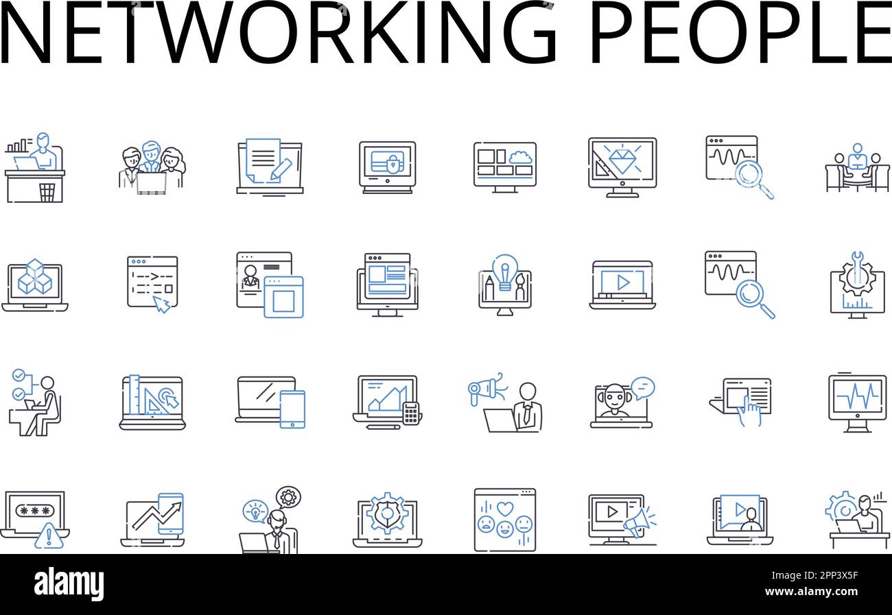 Networking people line icons collection. Meeting friends, Socializing ...