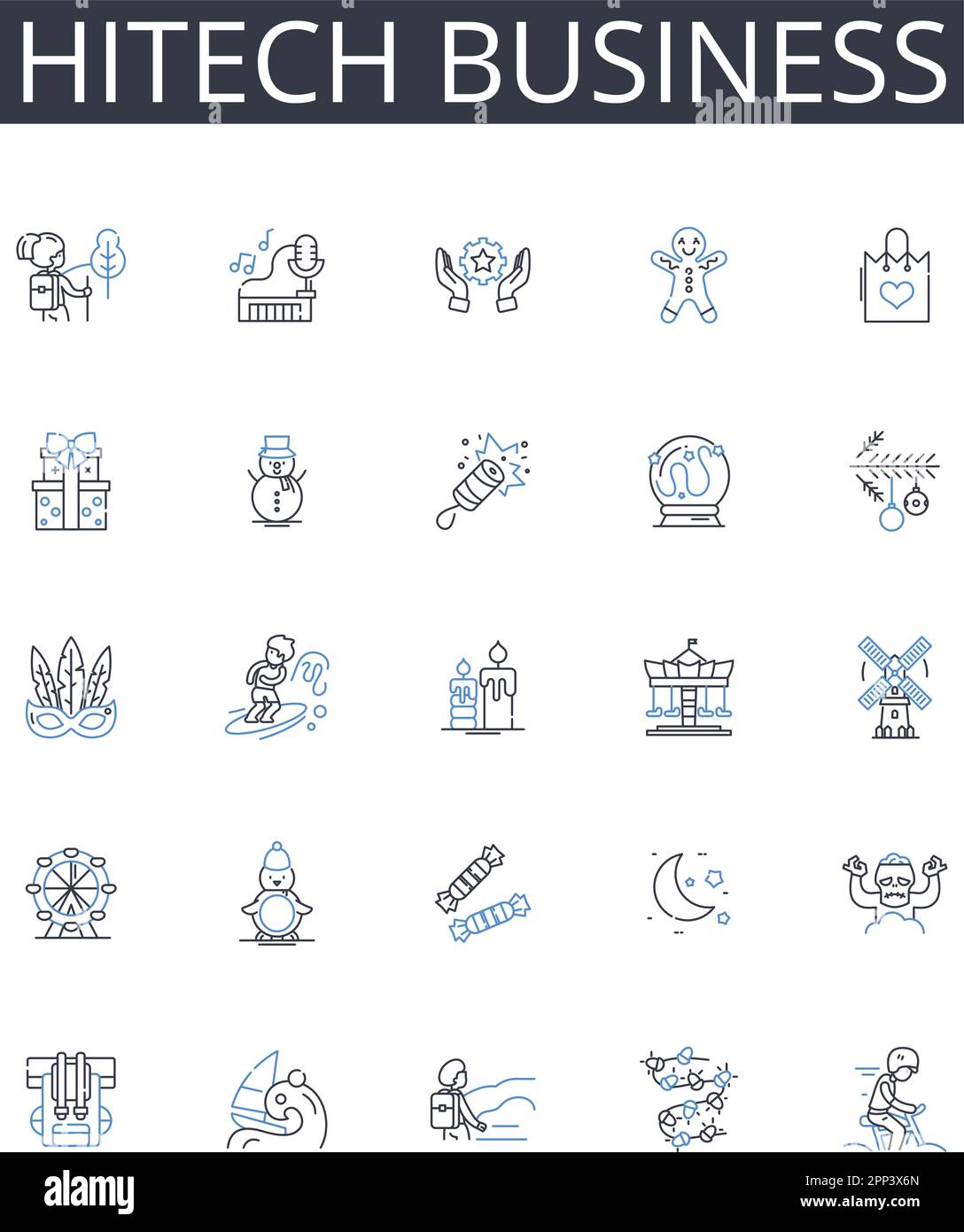 Hitech business line icons collection. Technology enterprise, Digital ...