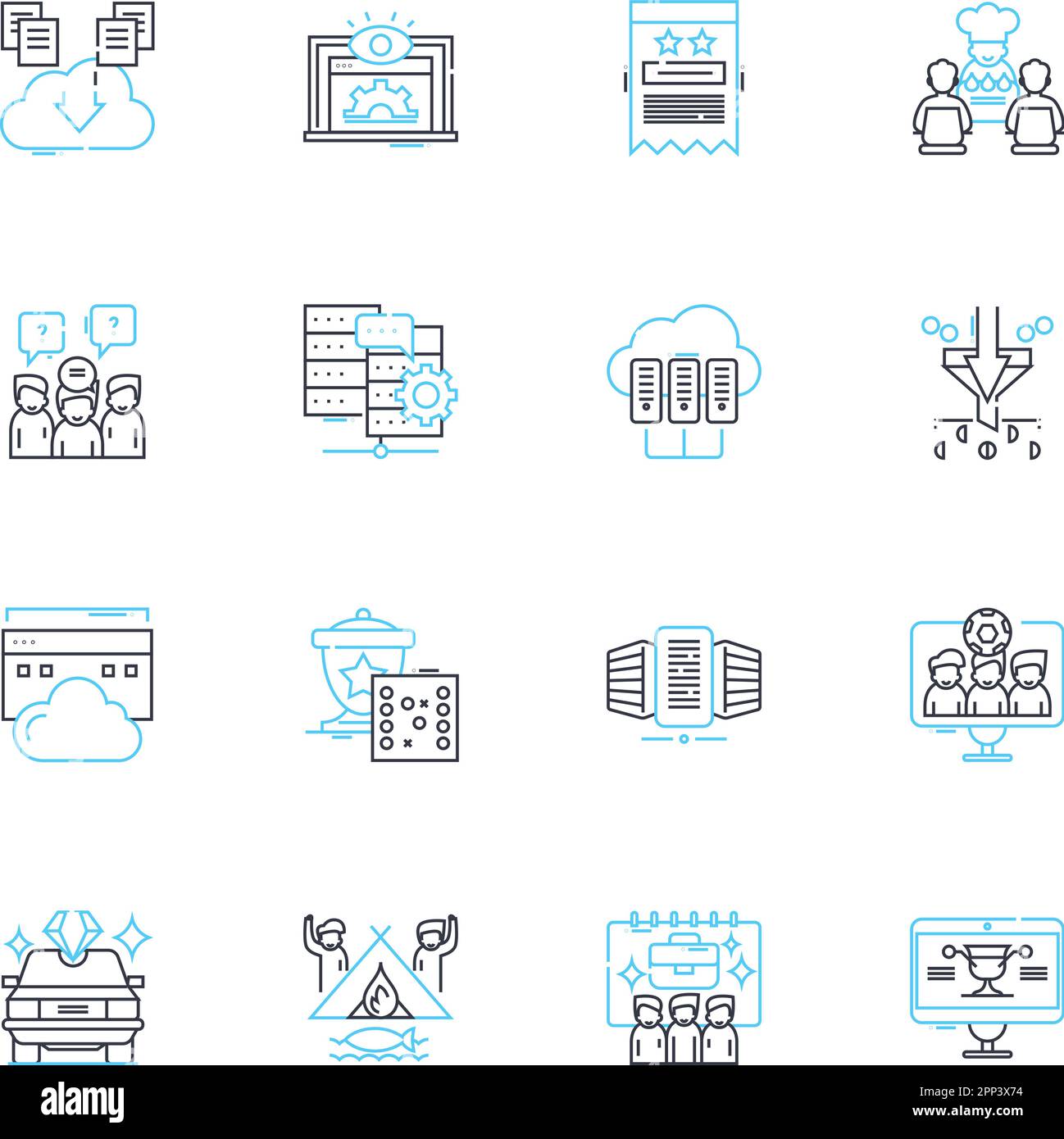 Collaborating linear icons set. Partnership, Cooperation, Jointly ...