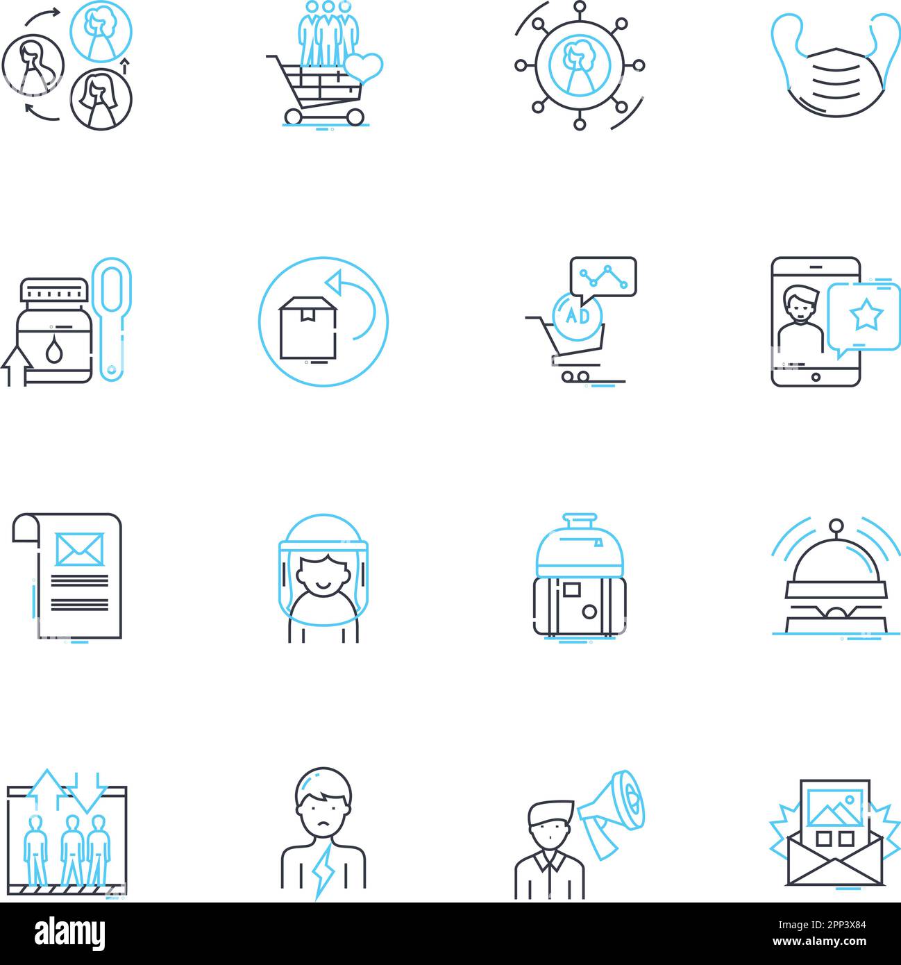 User Help Linear Icons Set Assistance Support Guidance Helpdesk