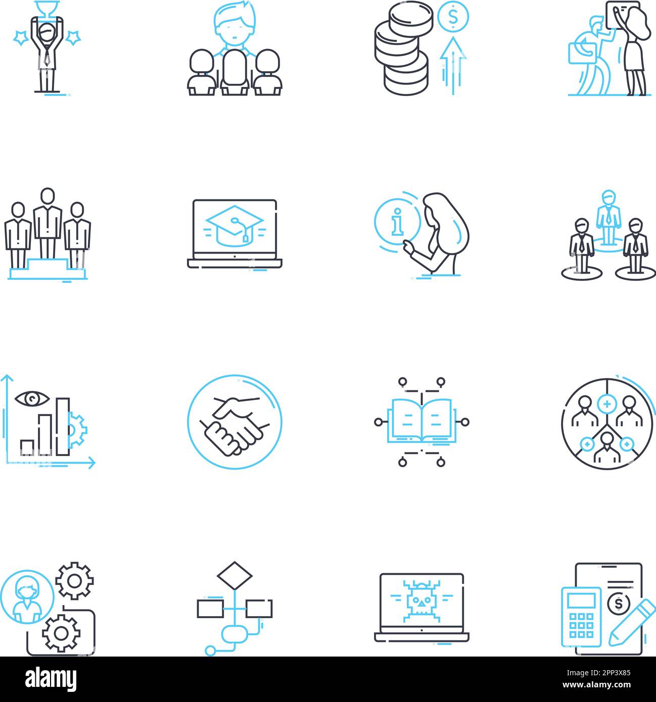 Venture commencement linear icons set. Entrepreneurship, Startup ...
