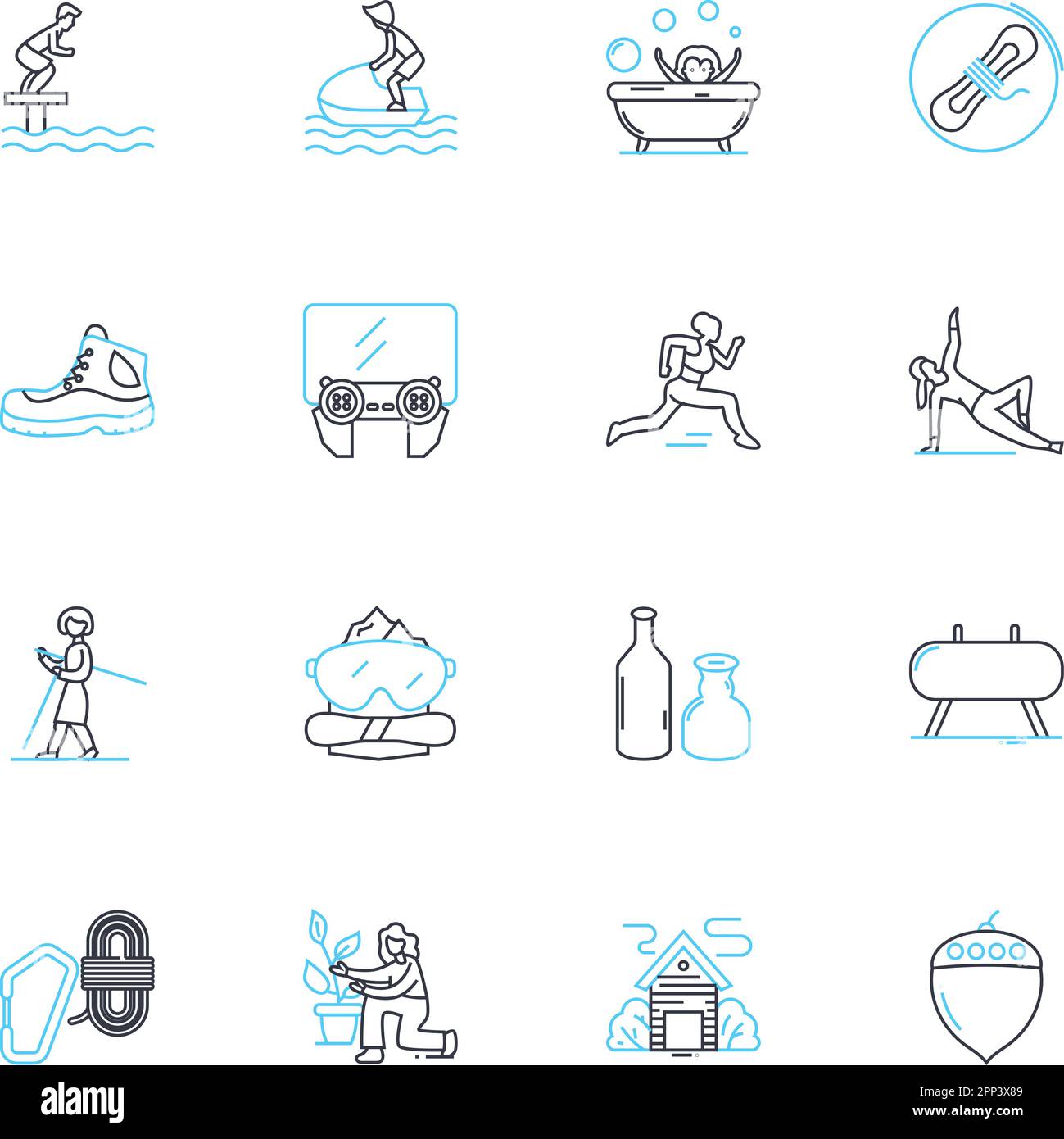 Recreational hub linear icons set. Amusement, Entertainment, Fun ...