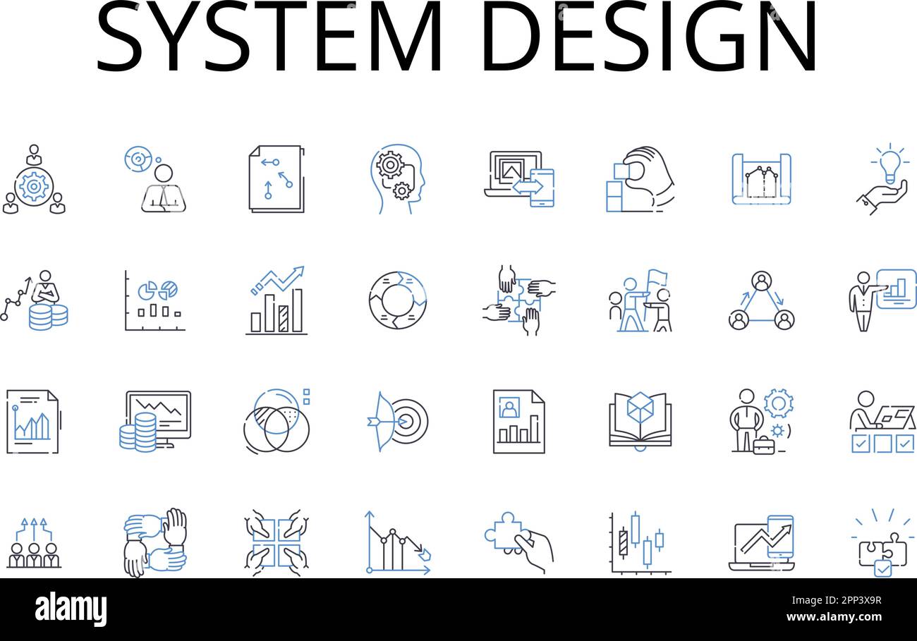 System design line icons collection. Strategic planning, Budget control ...
