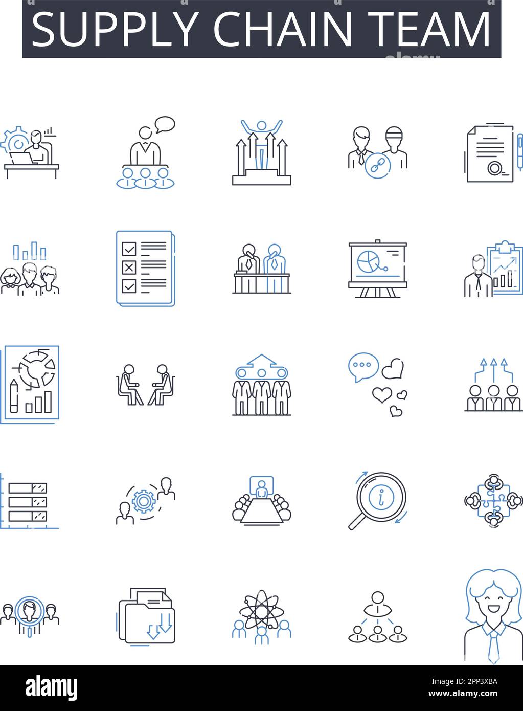 Supply chain team line icons collection. Opinion, Commentary ...