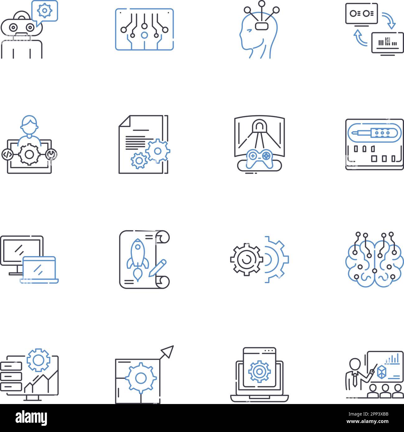 Playing gaming line icons collection. Competition, Fun, Strategy ...