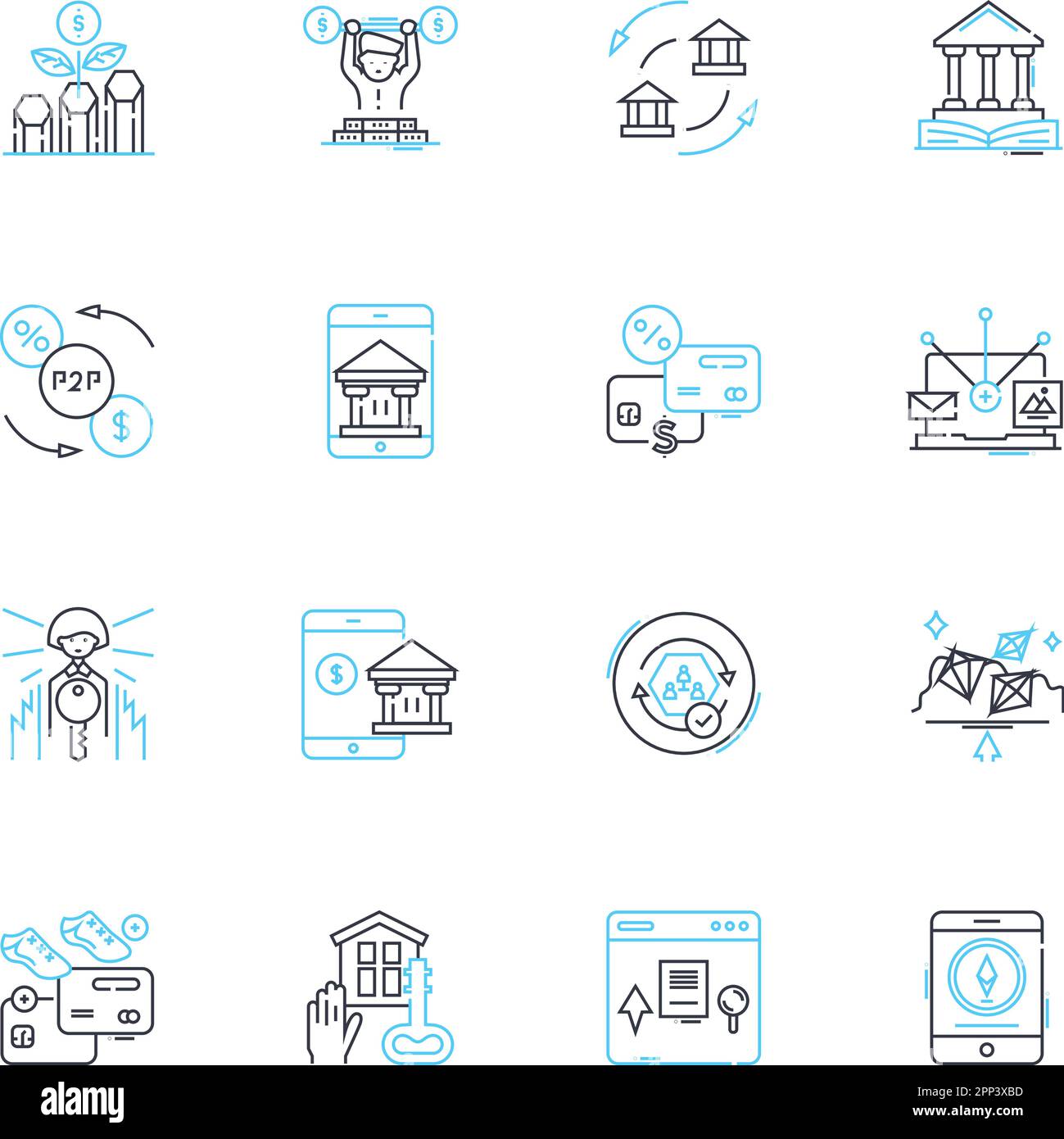 Business revenue linear icons set. Profit, Income, Sales, Turnover ...