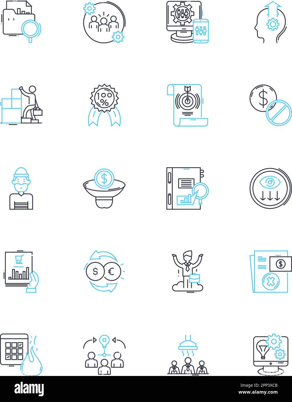 Marketing promotion linear icons set. Advertising, Branding, Campaign ...